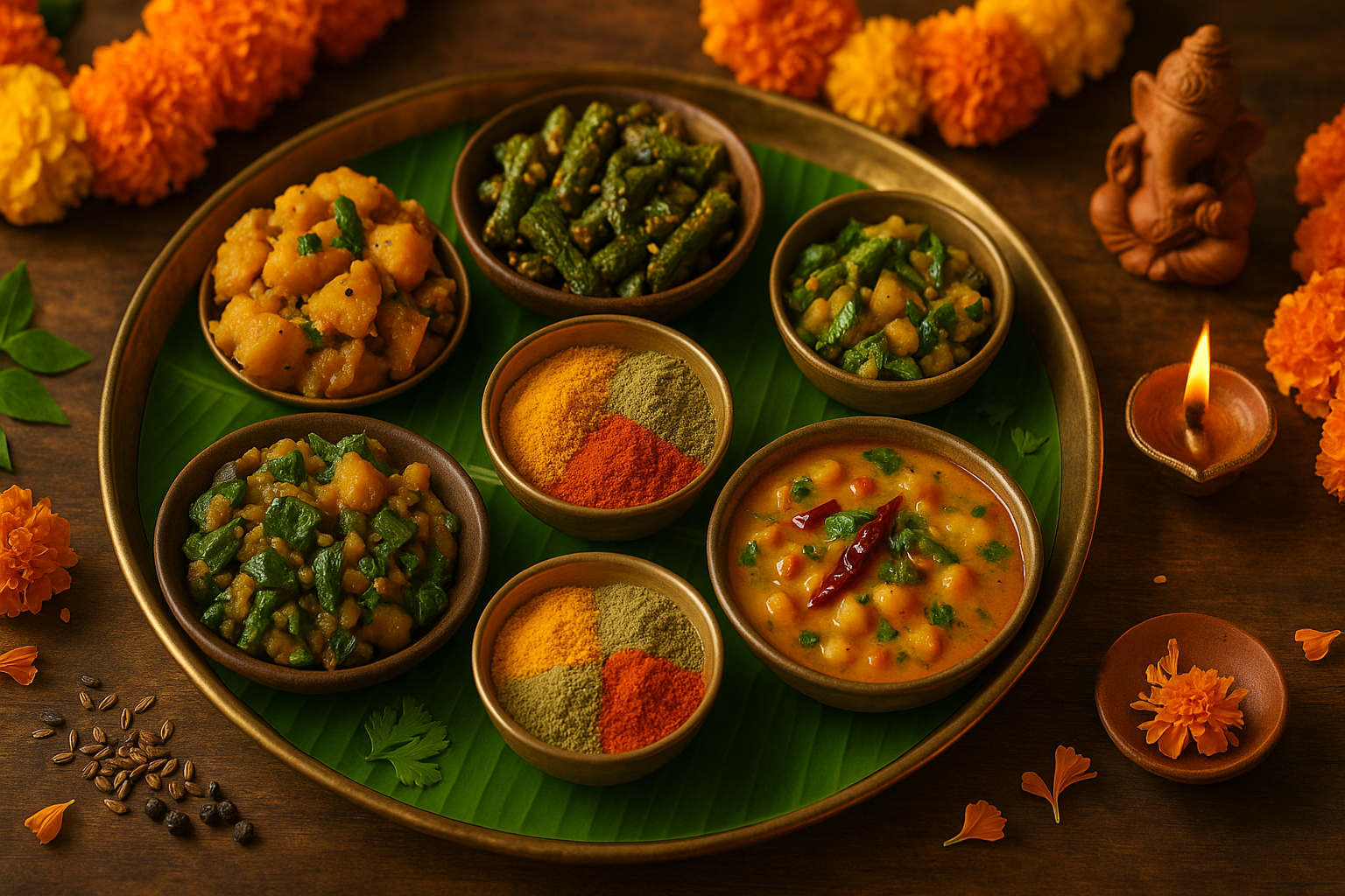 How to Make a Naivedya Thali with One Spice Combo for Ganesh Chaturthi ...